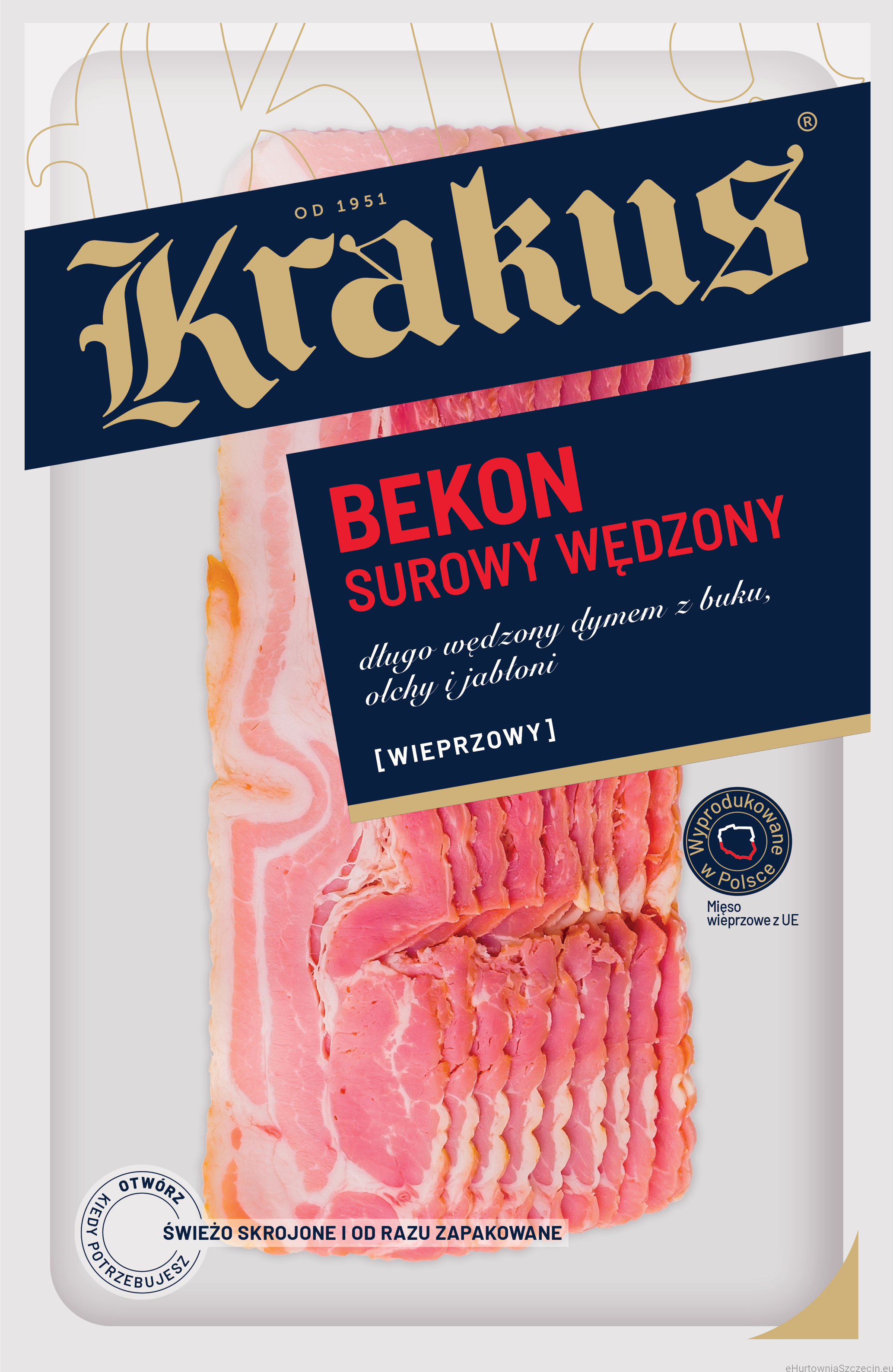 KRAKUS BEKON SUROWY WĘDZONY PLASTRY 100G eHurtowniaSzczecin.eu